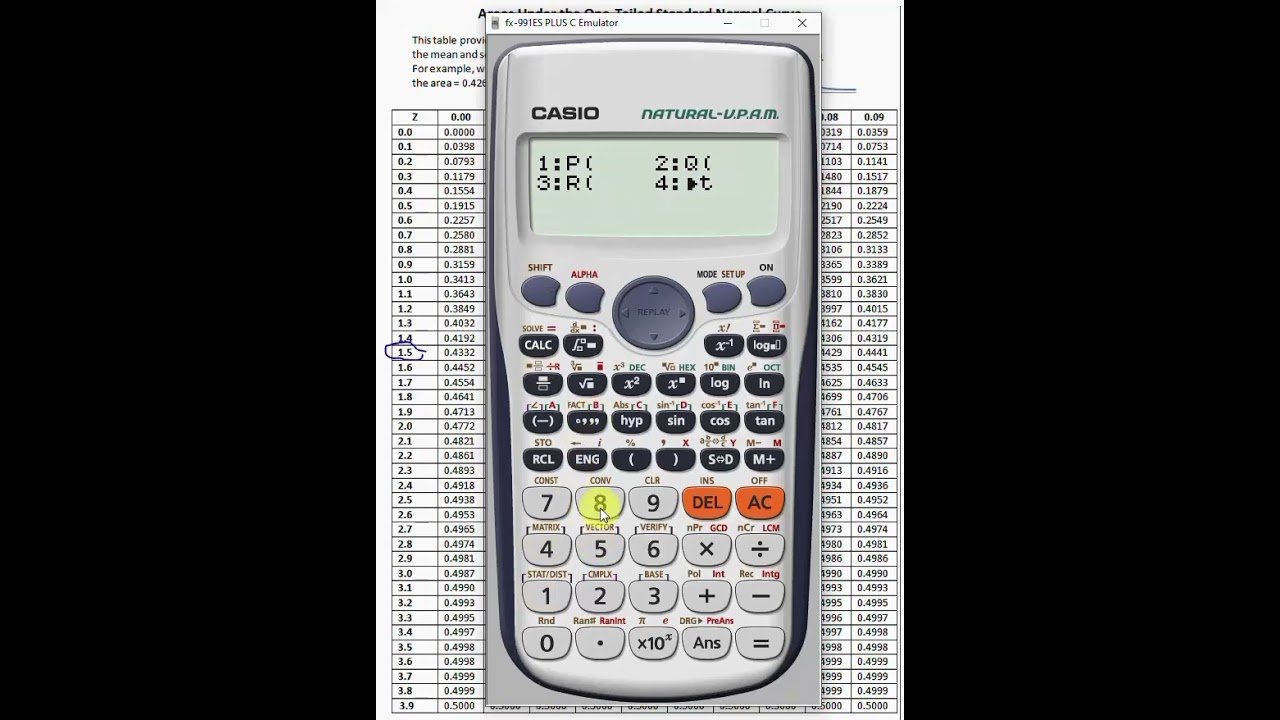 Normal Distribution Table in Scientific Calculator