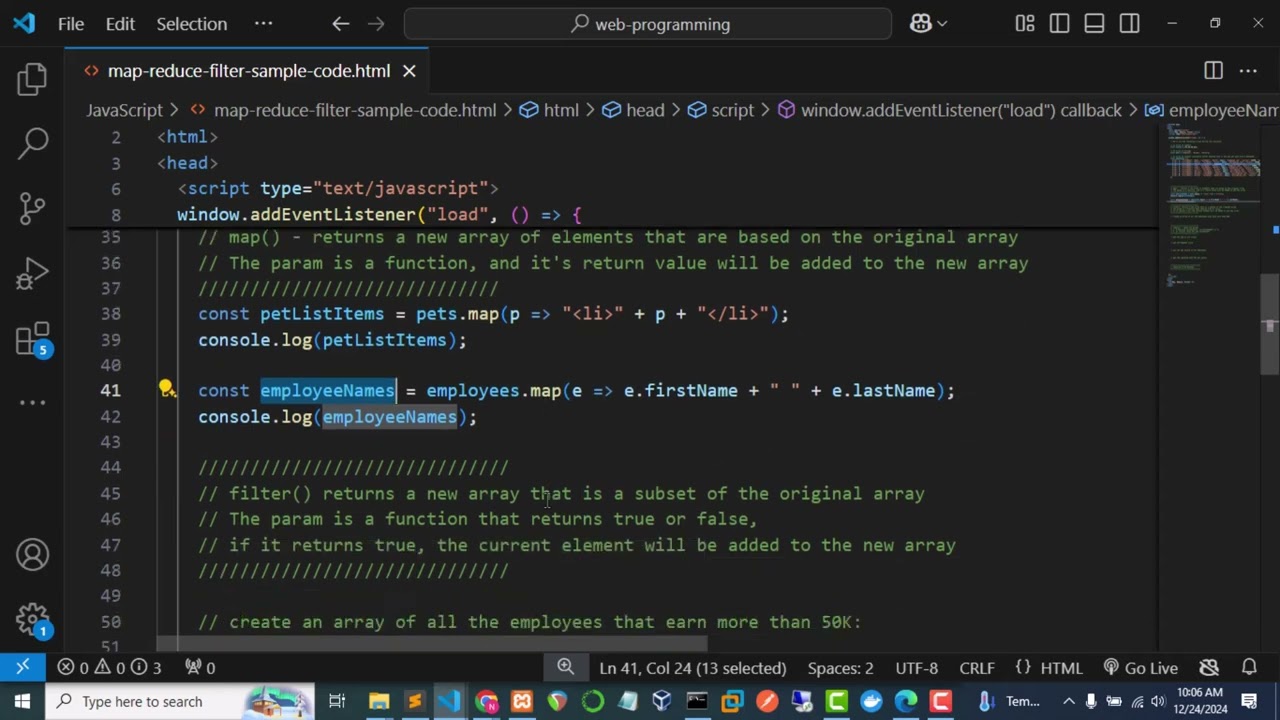 The Map, Reduce, and Filter Methods (JavaScript)