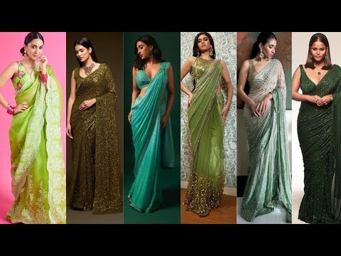 Different shades of green saree with names/ 30 unique green color sarees/ green saree look Bollywood