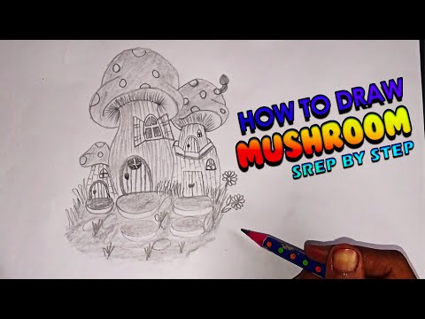 How To Draw Mushroom The Easy Way || How To Draw Mushroom House Step By Step