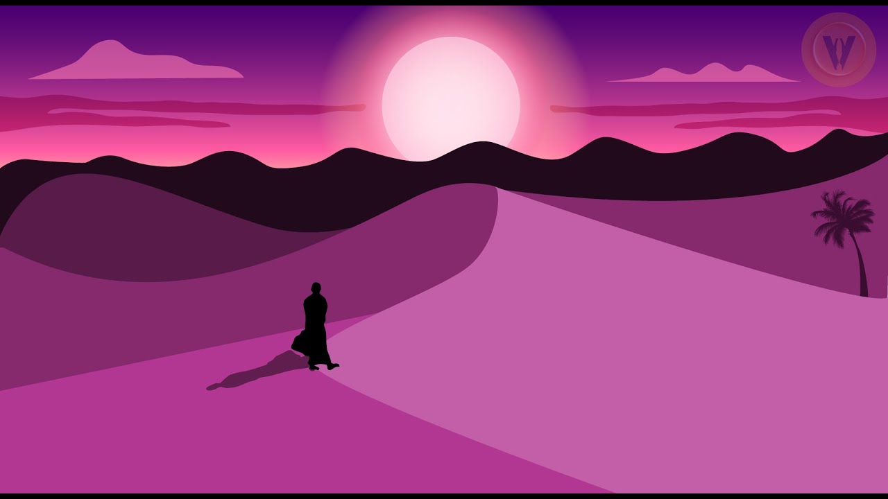 Desert Night Landscape Illustration-Adobe Illustrator CC Tutorial