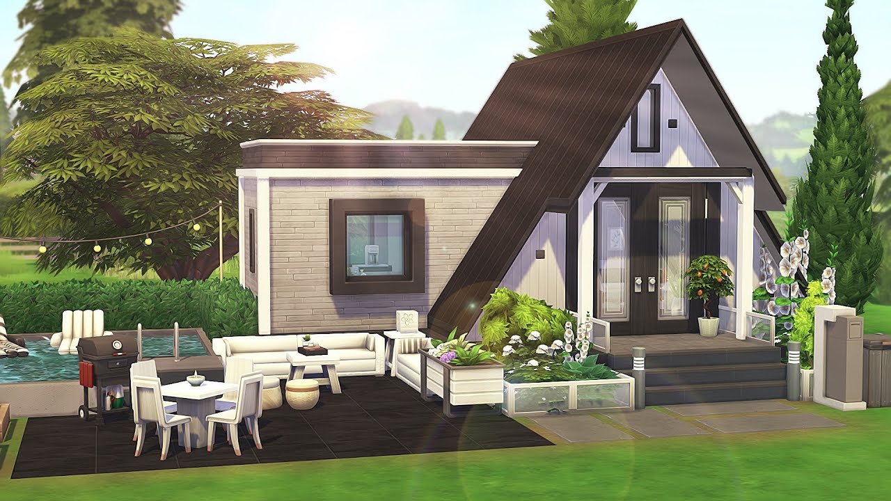 TINY MODERN A-FRAME HOUSE 🌲 | The Sims 4 | Speed Build