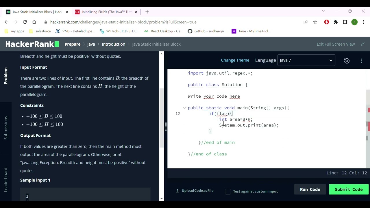 HackerRank Java - 11 ( Static Initializer Block )
