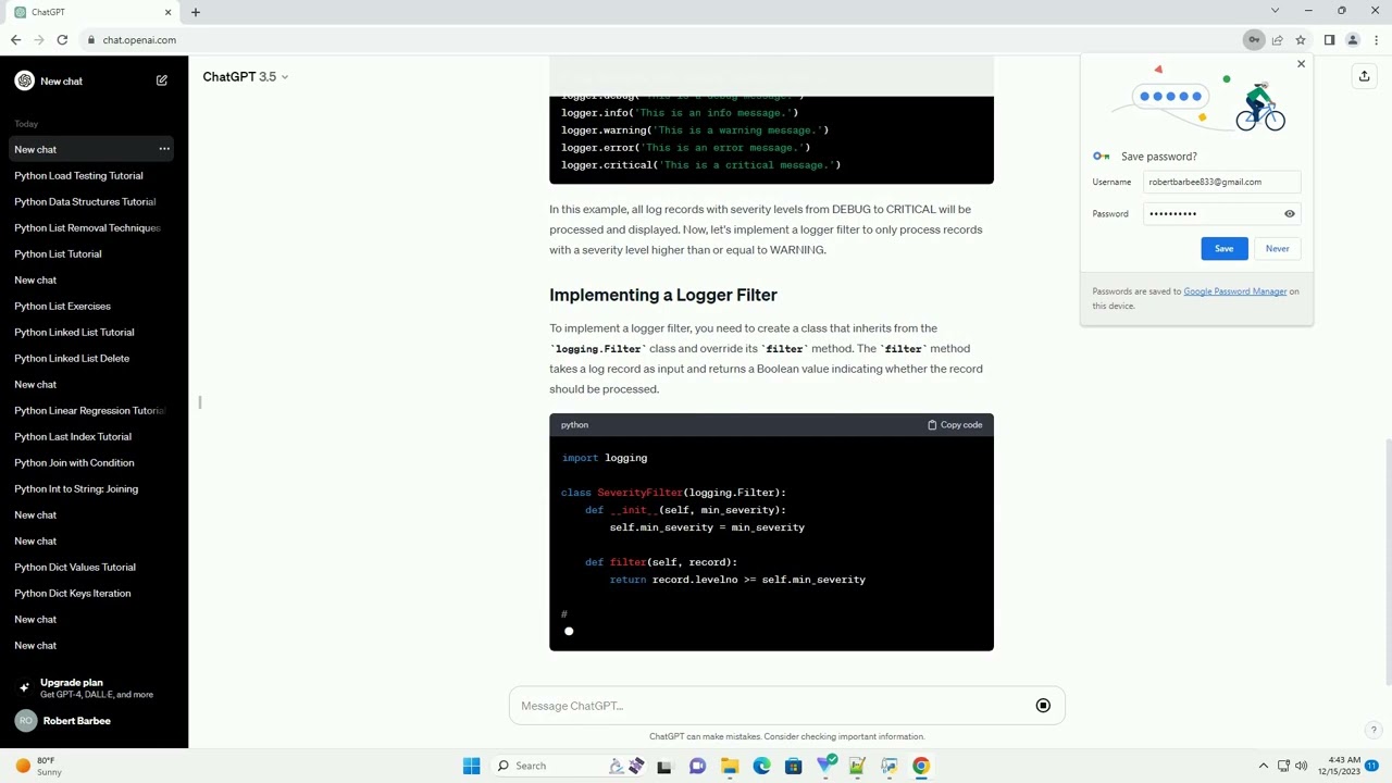 python logger filter example
