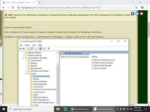 How to Remove Options From the CTRL+ALT+DEL Screen