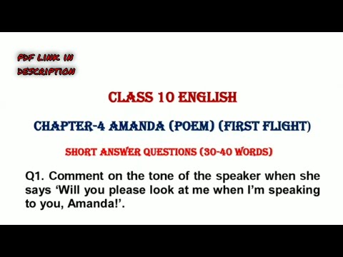 Amanda class 10 (english) Important question and answer