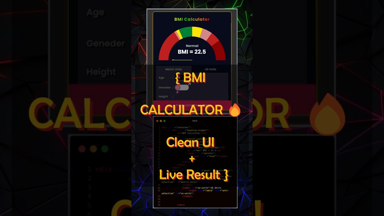 BMI Calculator with Modern UI | JavaScript Project