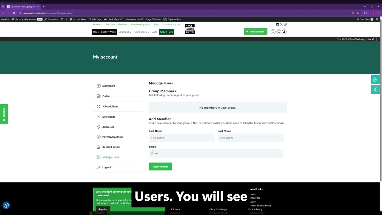 REM Membership - Adding Additional Users to your Membership Account