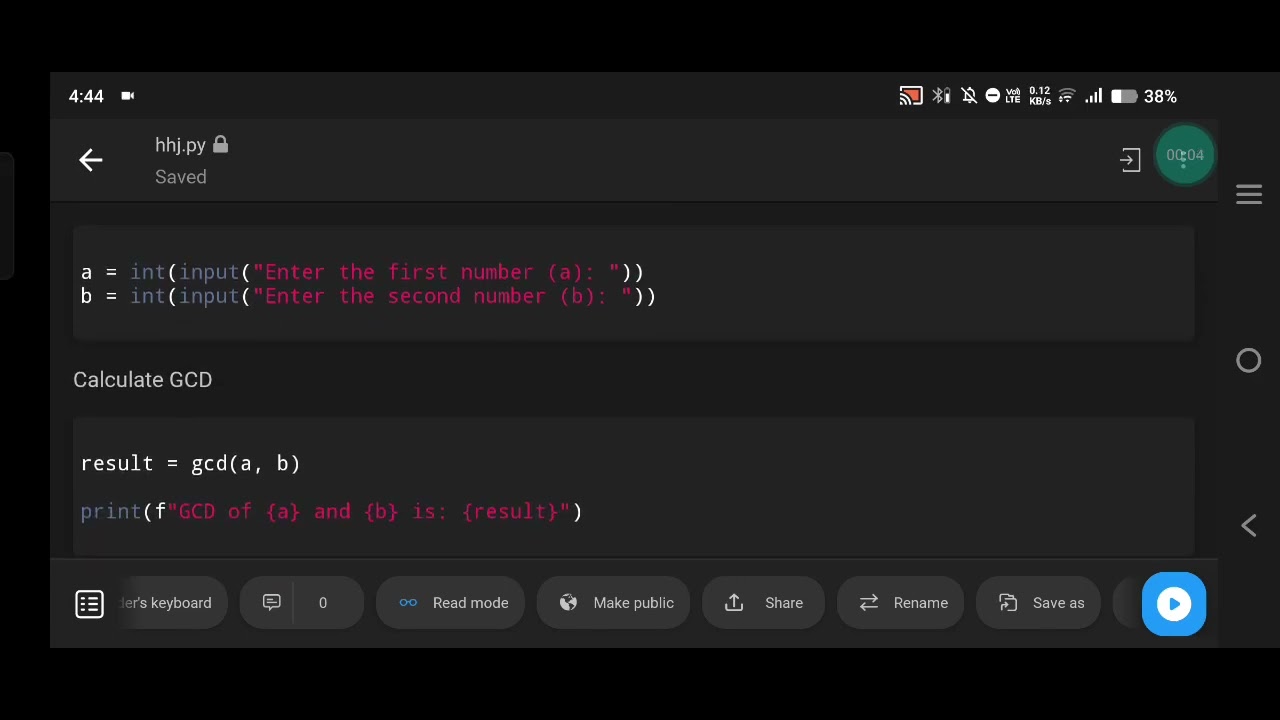 Python Program for Basic Euclidean Algorithm to Find GCD of Two Numbers