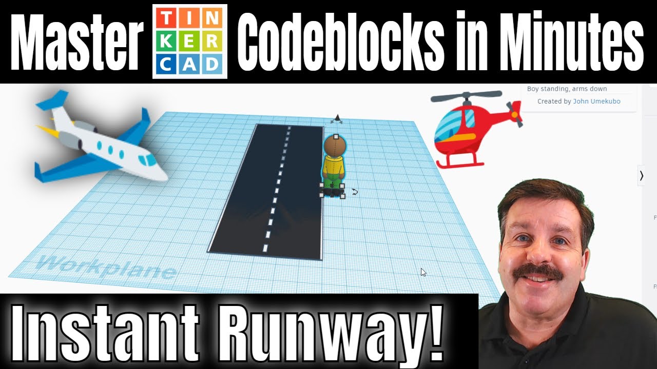 Create a Runway with Codeblocks in Tinkercad & use it as a Part #STEM