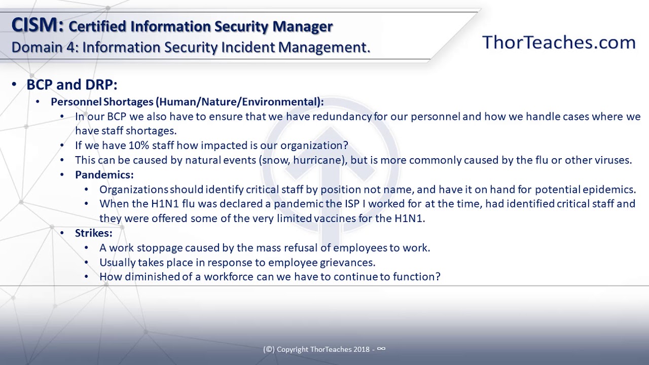 CISM Domain 4: Information Security Incident Management – Personnel ...