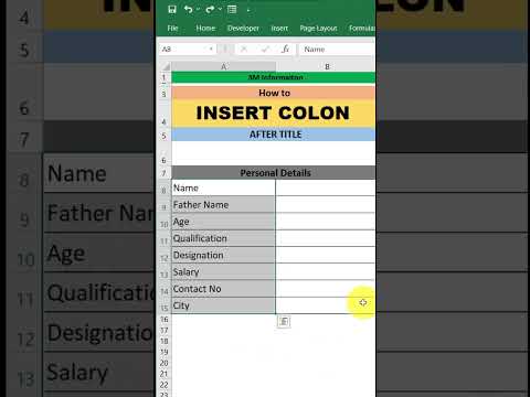 How to Add Colon in Excel | Excel Headers : | #excelformulas #exceltips #automationskills