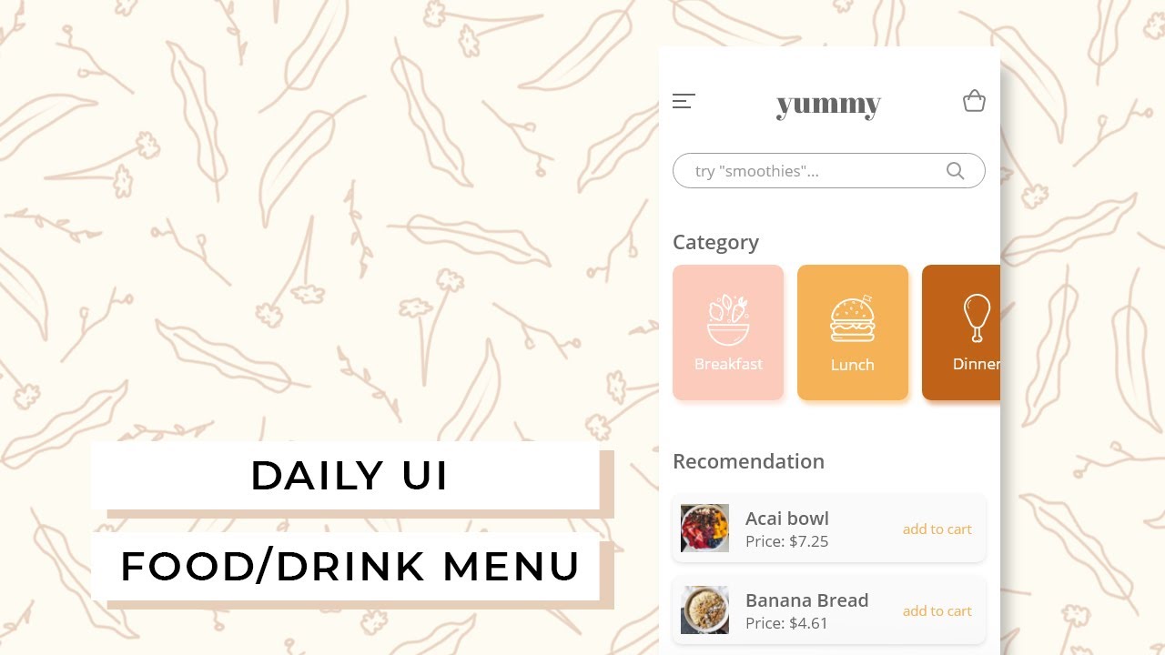 Food Menu | UI Design Time Lapse