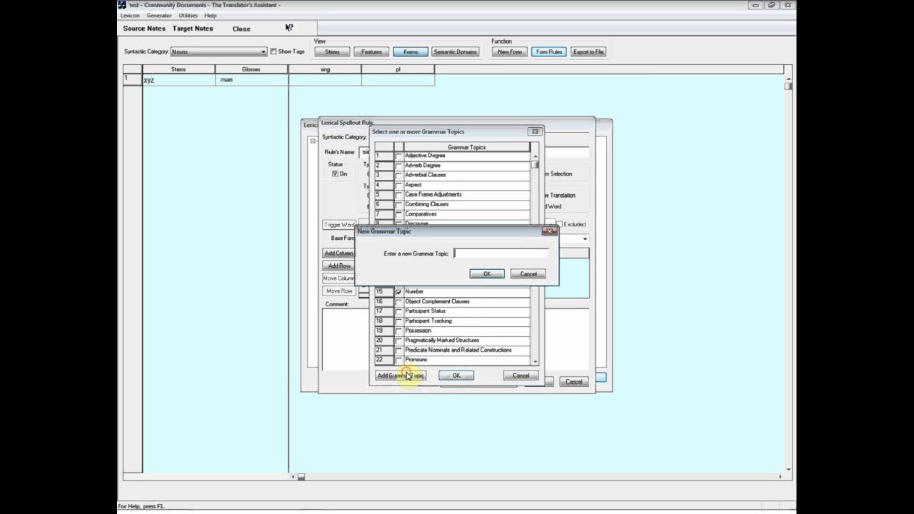 Linguist's Assistant Demo 5: Lexicon