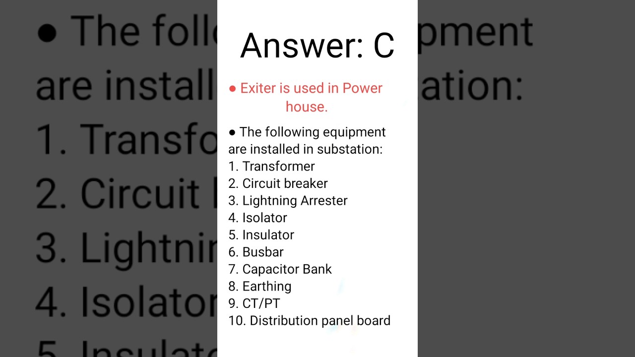 MCQ Substation Equipment by hira sir