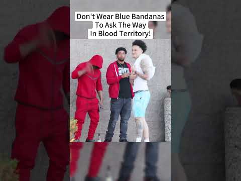 Wearing blue bandanas in the blood territory prank gone wrong 😭 #viralvideo #youtubeshorts #prank
