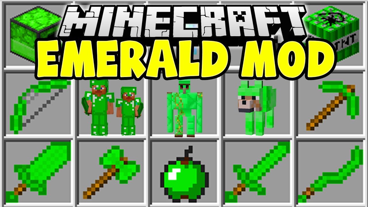 Minecraft EMERALD MOD | EMERALD DIMENSION, EMERALD WEAPONS, ITEMS, & MORE!!