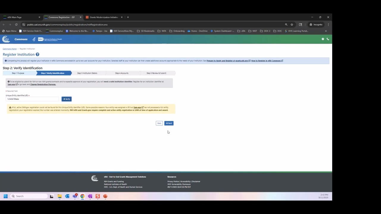 eRA Commons Registration