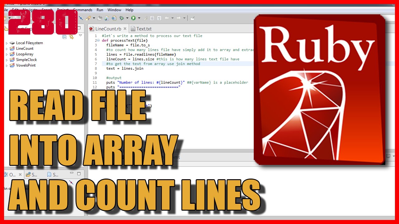 RUBY Read text file into array and count lines