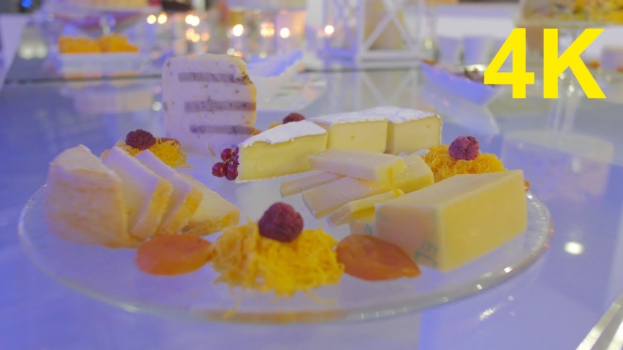 4K Free Stock Footage: Plate of Cheese and Fruit