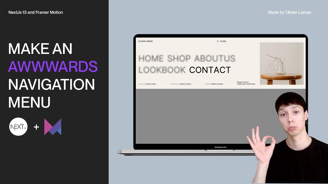 Build an Awwwards Navigation Menu using Nextjs and Framer Motion