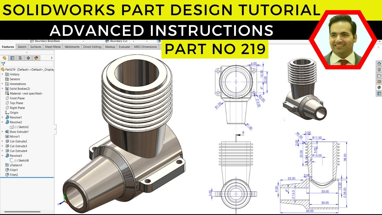 SOLIDWORKS Part Design Tutorial: Learn the Advanced Step-by-Step | Part No 219