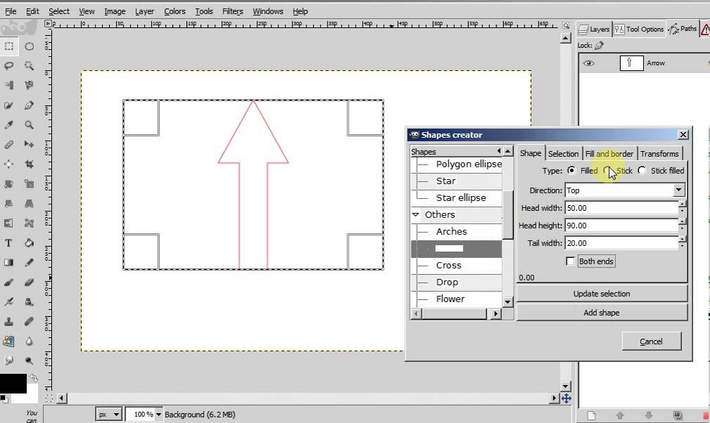 Gimp python plugin: Shape creator 8