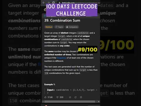 Day 9/100 Leetcode Challenge π. 39.Combination Sum #leetcode