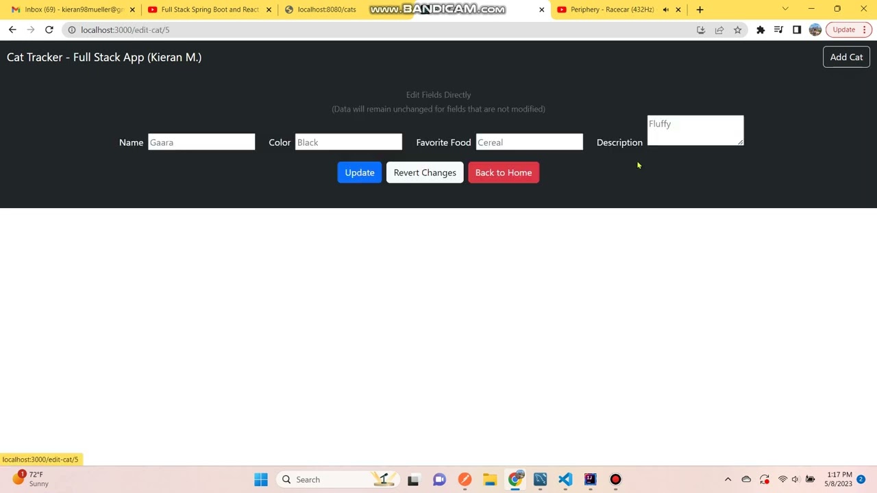 Full Stack Application - Java Spring Boot, React, Node, NPM, MySQL, Bootstrap