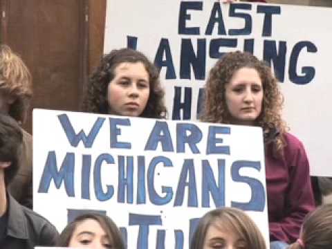 MI student organized rally protests K-12 education cuts