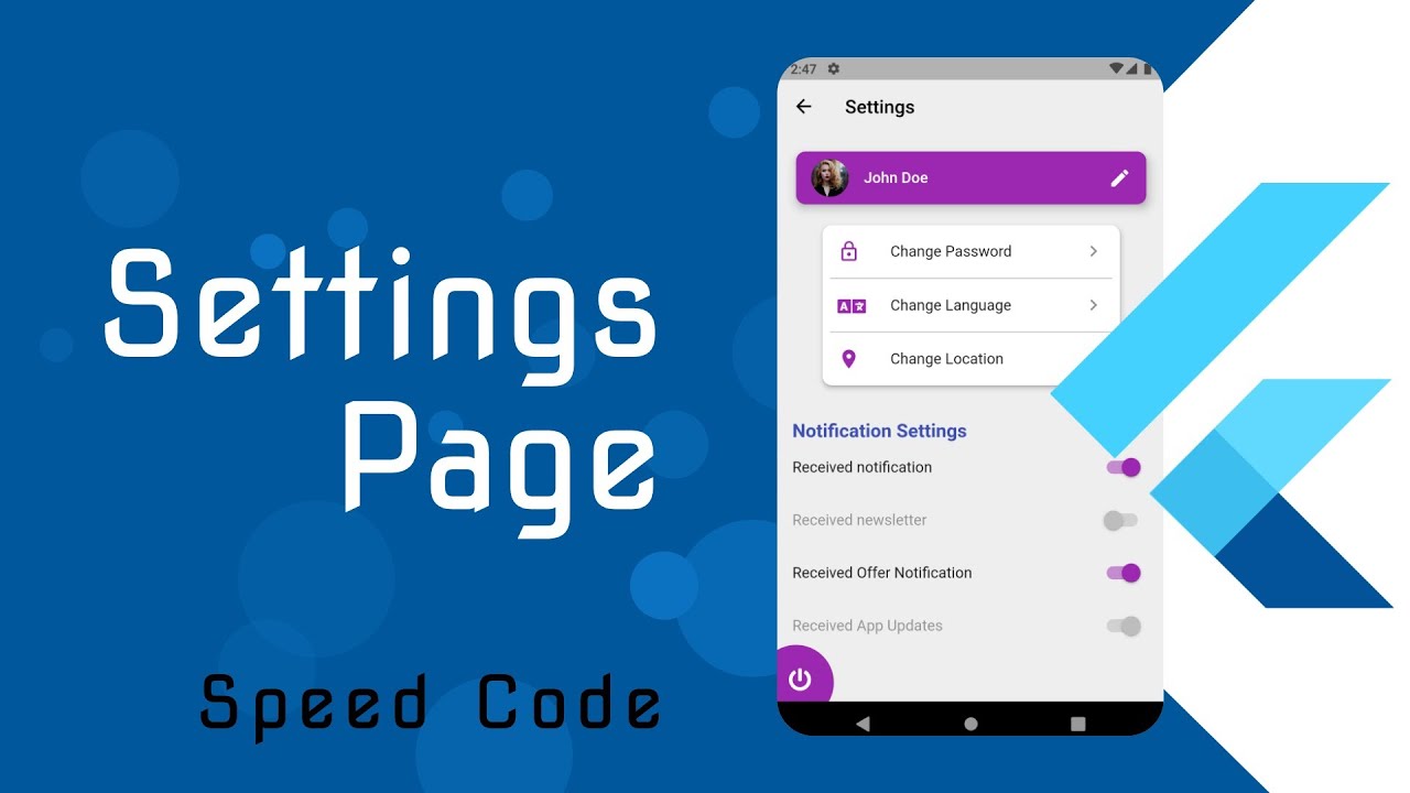 Flutter - Settings UI - Speed Code