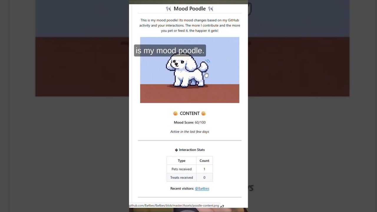 GitHub Profile Glow-Up: A Feedable Tamagotchi Poodle