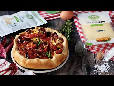 Crostata salata con speck, Edamer e radicchio di Treviso: perfetta per il pranzo o l'aperitivo!