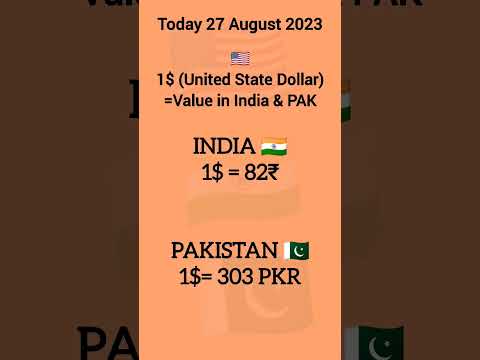 1$ USD= 82 ₹INR= 303 PKR Today 27 August 2023