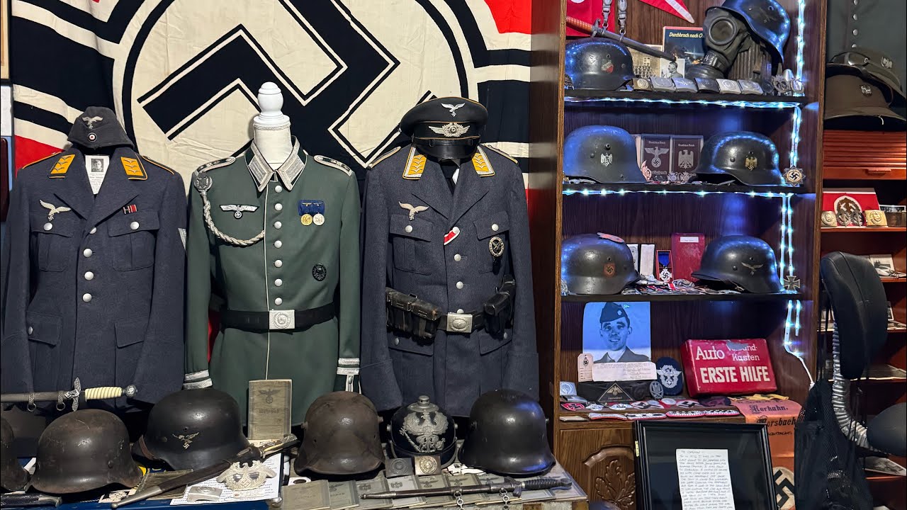 Updated ww2 German collection tour! Helmets, uniforms, guns!