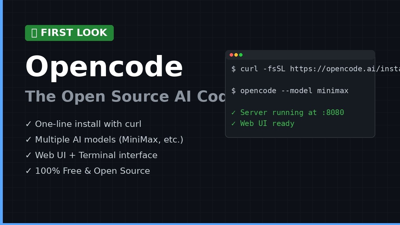 Opencode: The Open Source AI Coding Agent - First Look & Setup Tutorial