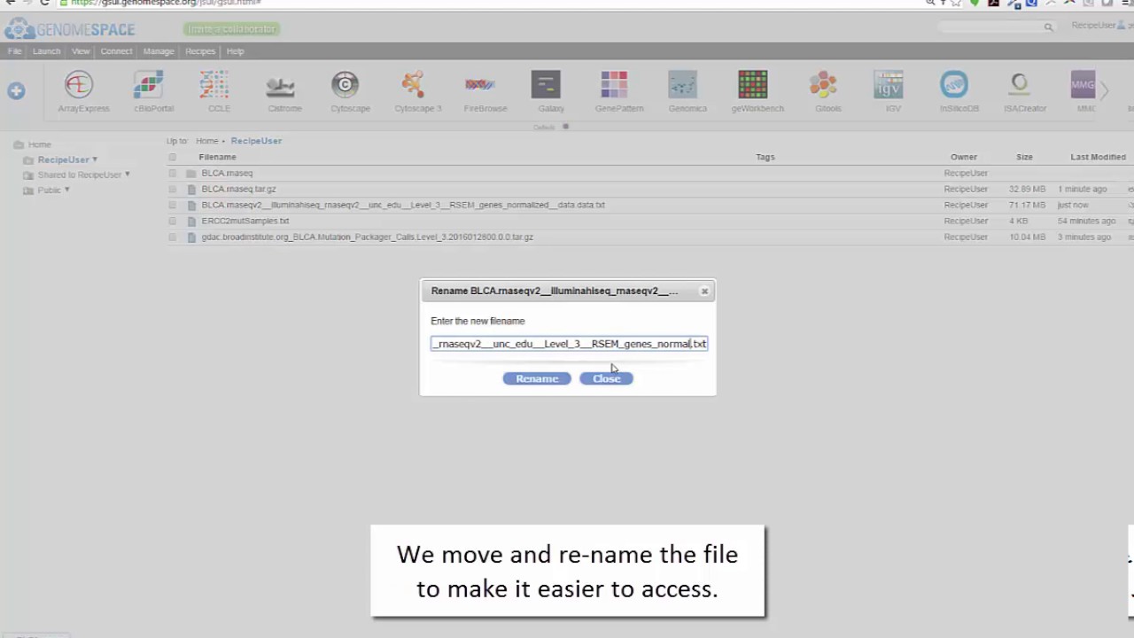 Upload and un-zip FireBrowse data in GenomeSpace