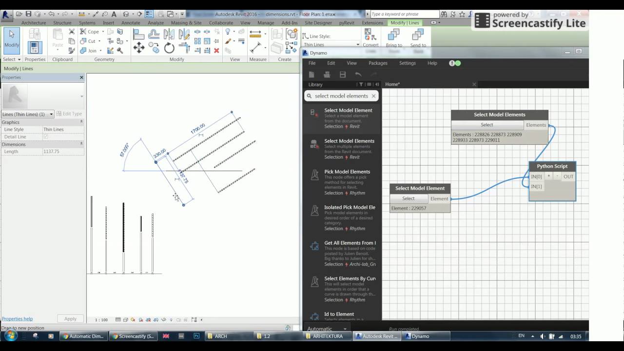 Automatic wall dimensioning in Revit with dynamo