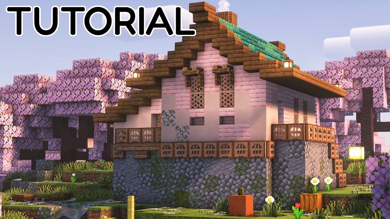 Minecraft - How to Build a Cherry Blossom Medieval Starter House ...