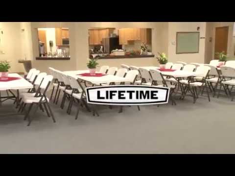 Lifetime 12-Pack 8Ft Stacking Tables And 96 Chairs Combo - White Granite (80543)