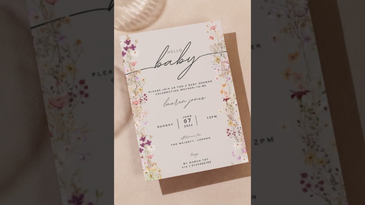 Little wildflower baby shower invitations, baby shower theme ideas 2024, printable baby shower evite