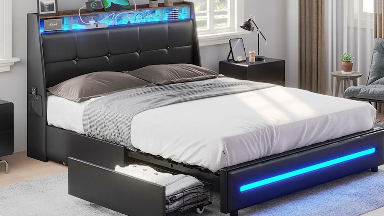 How to Install | AOGLLATI Bed Frame with 4 Storage Drawers Grey