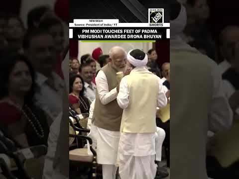 PM Modi touches feet of Padma Shri Awardee Drona Bhuyan