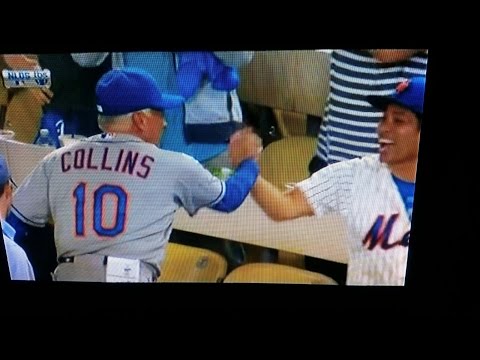 Mets fan Roger Anthony on his birthday congratulates manager Terry Collins
