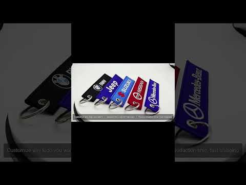 Customised Car Brand Motorcycle Keychain Woven Embroidered Souvenir Key Chain Jet Tag Jettags