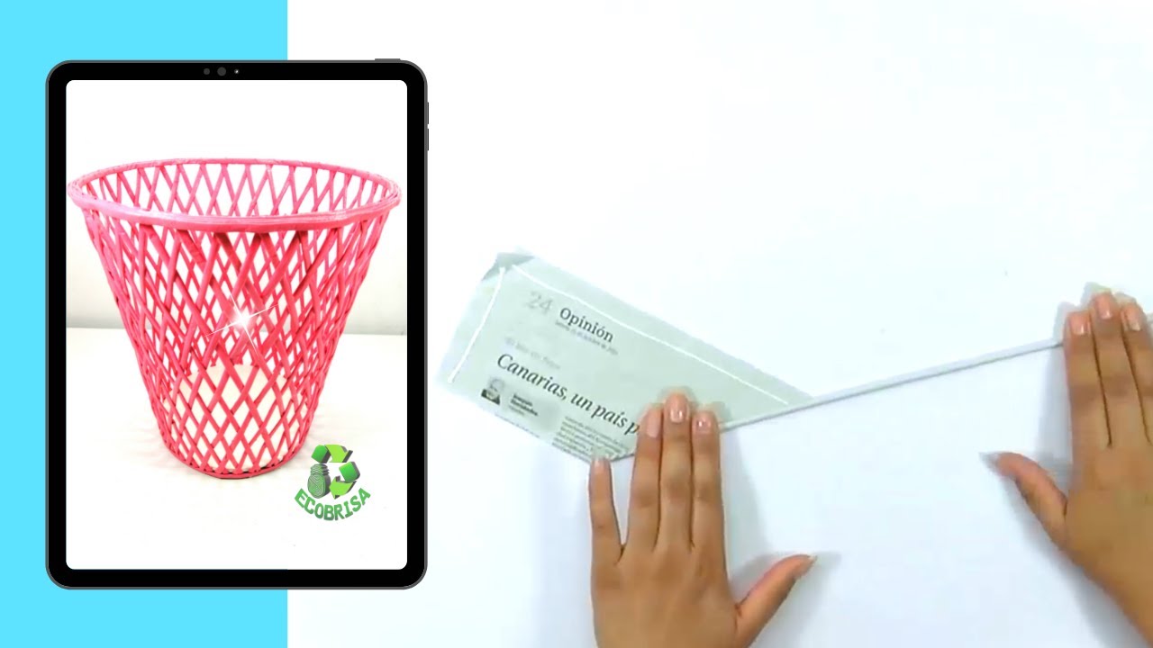 Como hacer CESTA - PAPELERA con Papel PERIÓDICO - (RECICLAJE) Ecobrisa