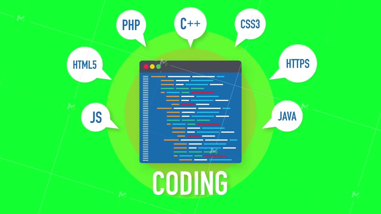 Digital java code text. Computer software coding. Motion graphics