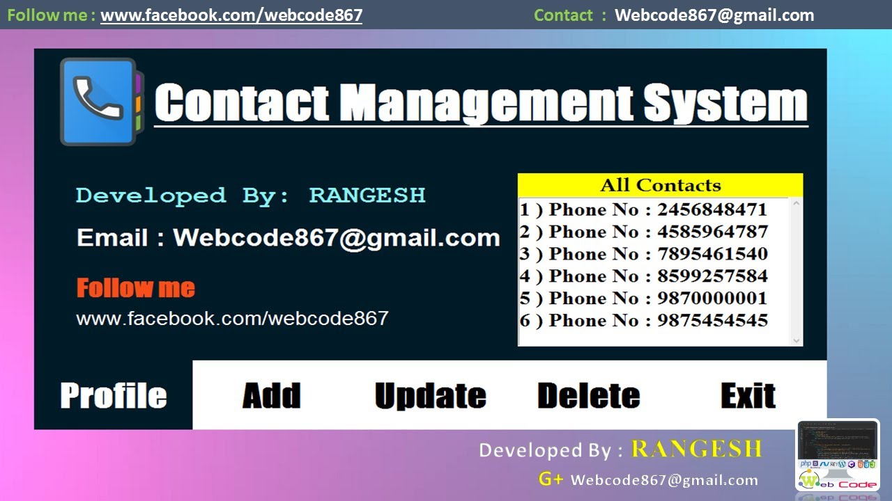 Contact Management System in Python | Tkinter
