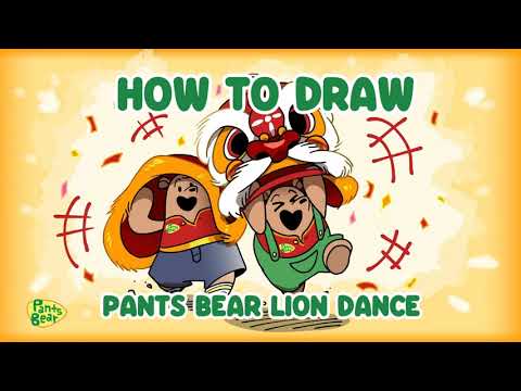 Step by Step Drawing Tutorial | Chinese New Year Lion Dance | Drawing Lessons with Pants Bear